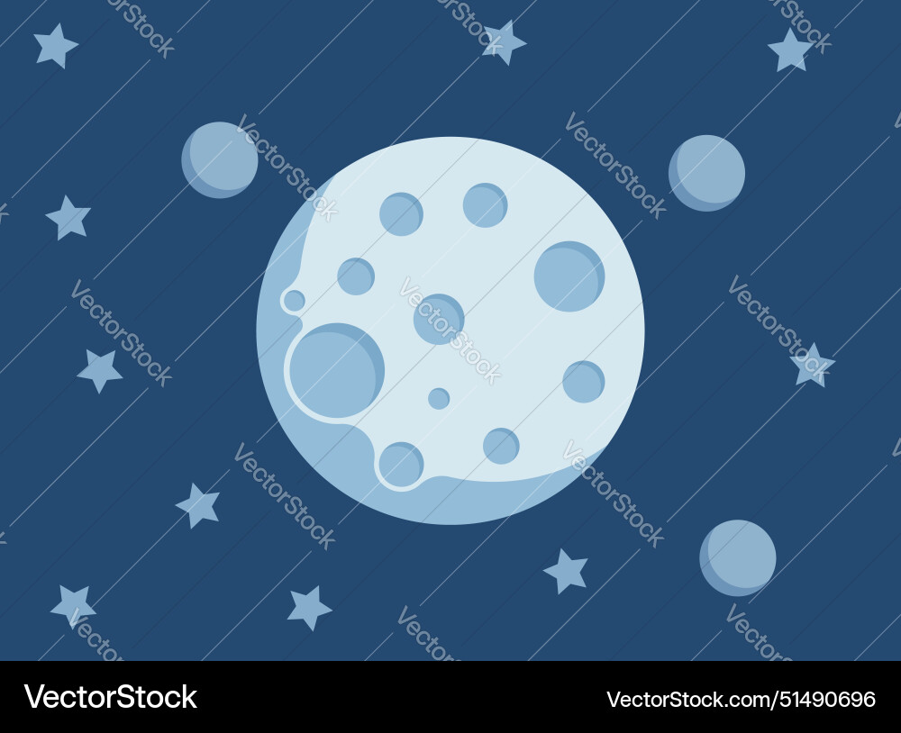 Full moon night icon in flat style lunar Vector Image