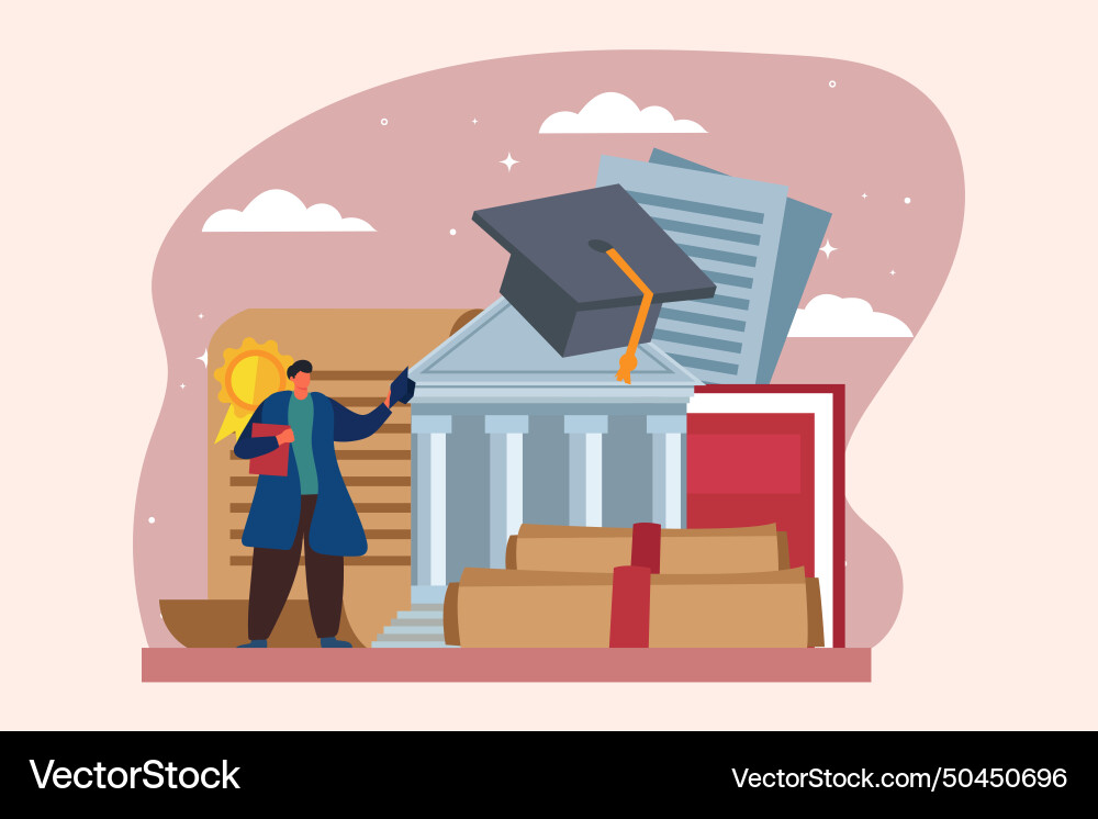 Graduation flat design Royalty Free Vector Image