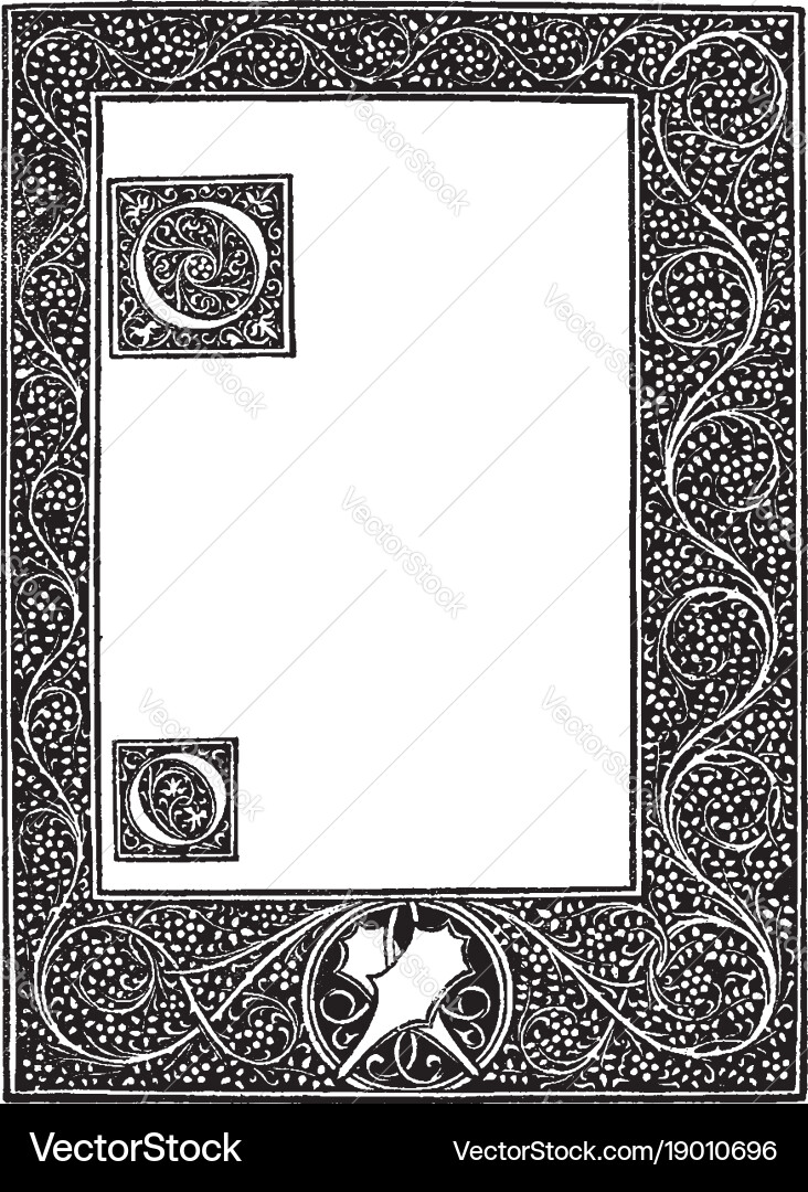 Lead border have dark leaves pattern Royalty Free Vector