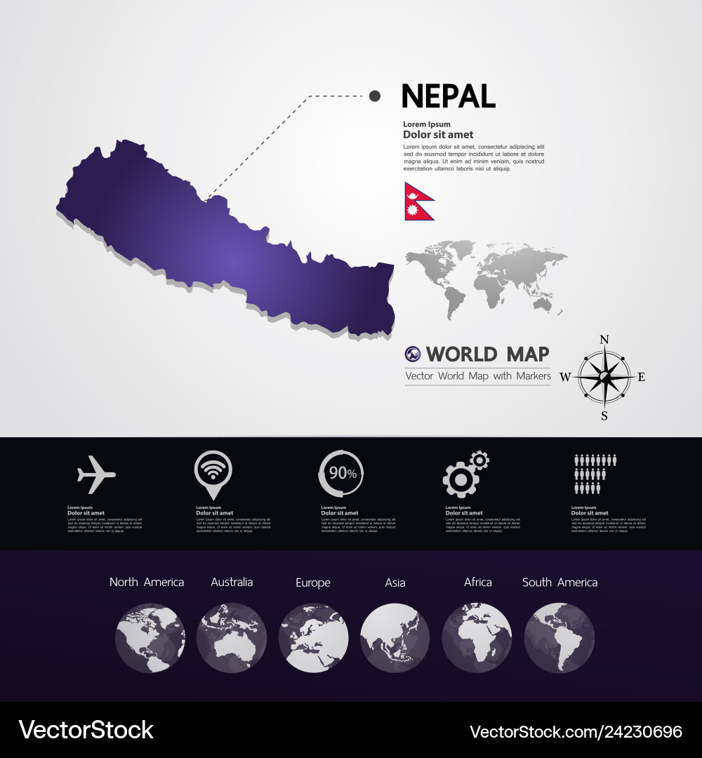 Nepal map Royalty Free Vector Image - VectorStock