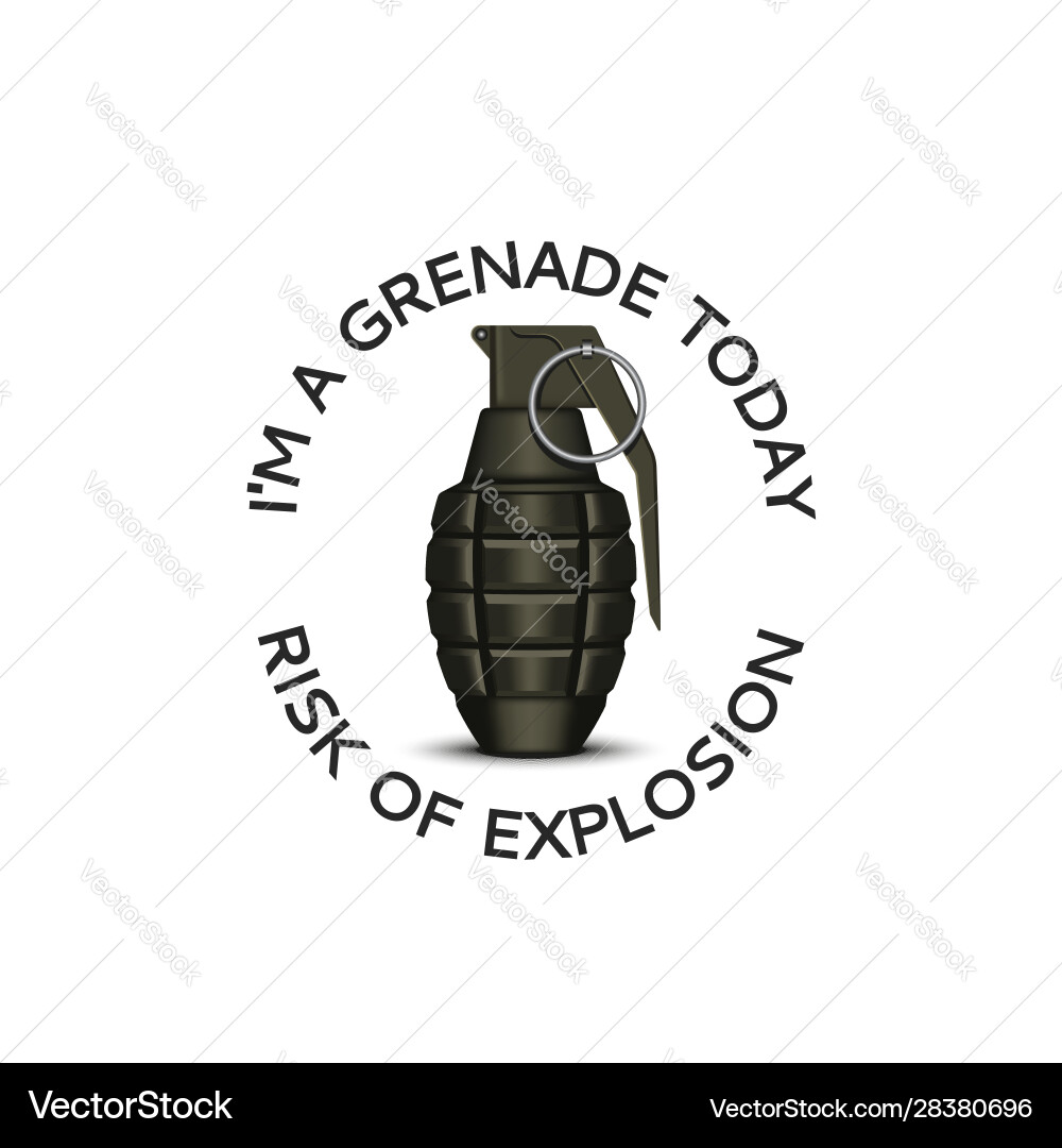 Realistic hand grenade 3d with slogan text Vector Image