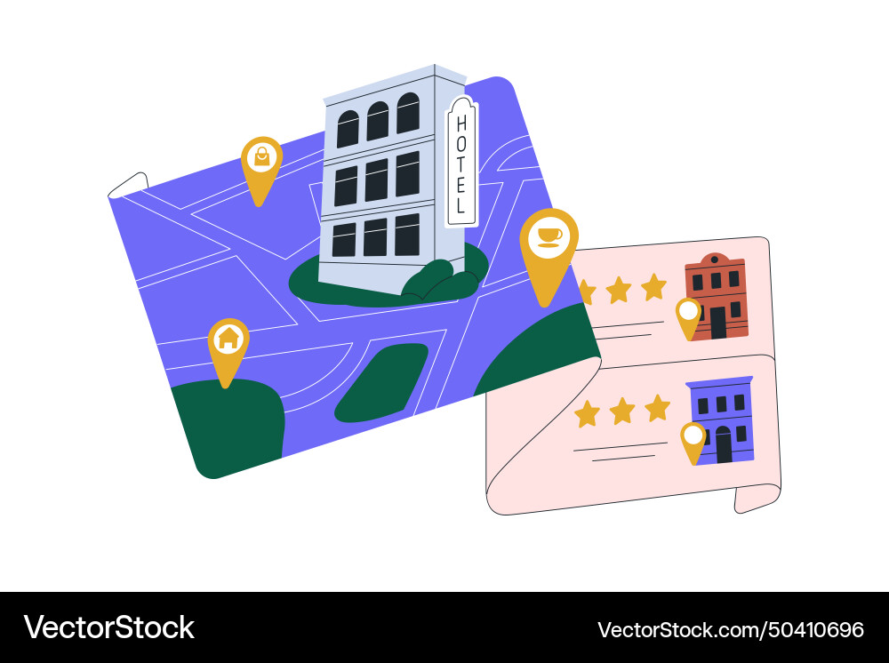 Searching choosing hotel to book finding Vector Image