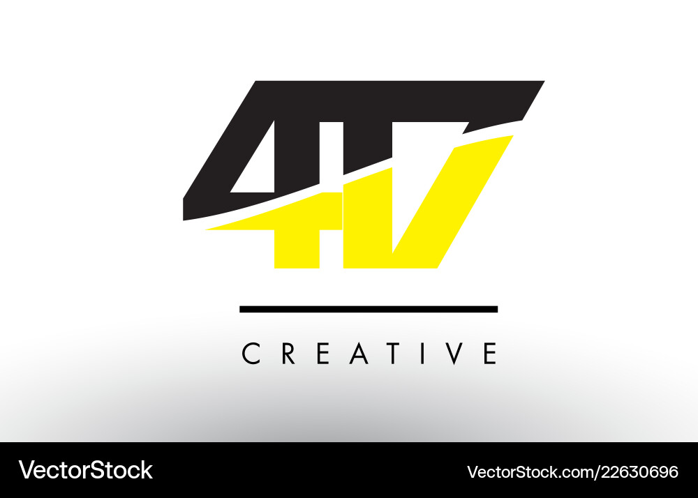 Split Number Logo - Black & Yellow Royalty Free Vector