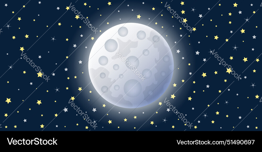 Full moon night icon in flat style lunar Vector Image