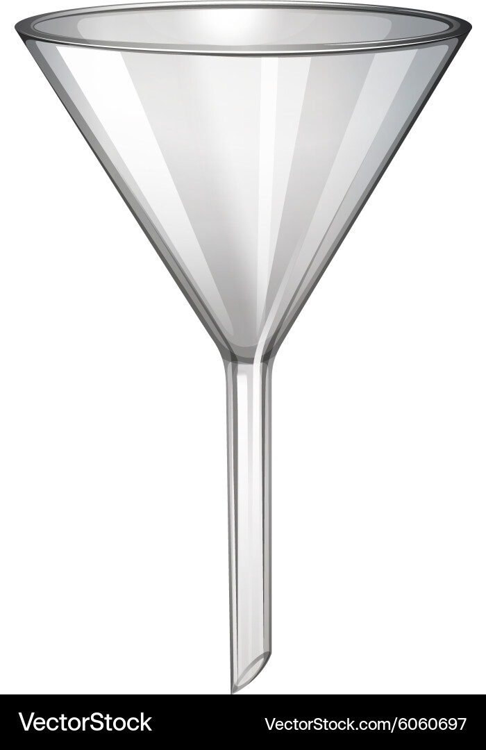 Glass funnel on white Royalty Free Vector Image