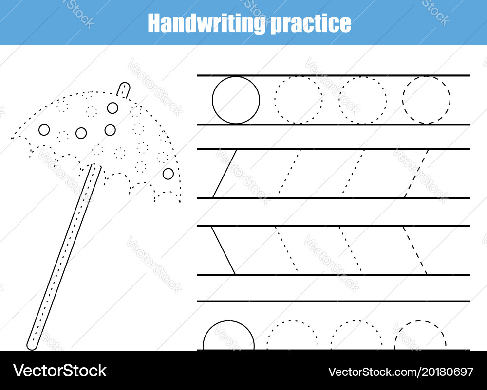 Handwriting practice sheet educational children Vector Image