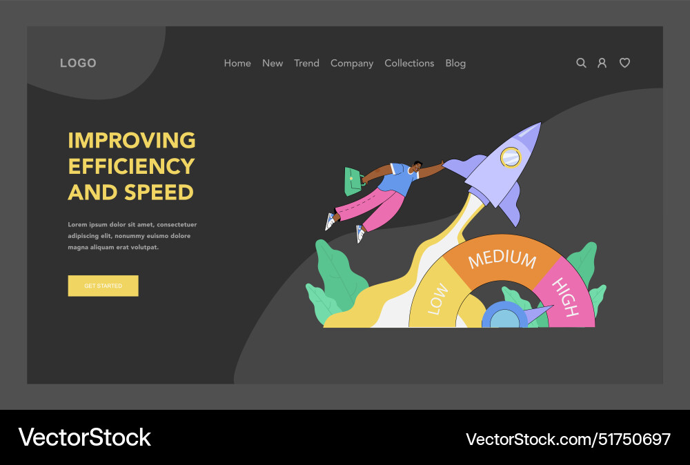 Improving efficiency and speed concept flat Vector Image