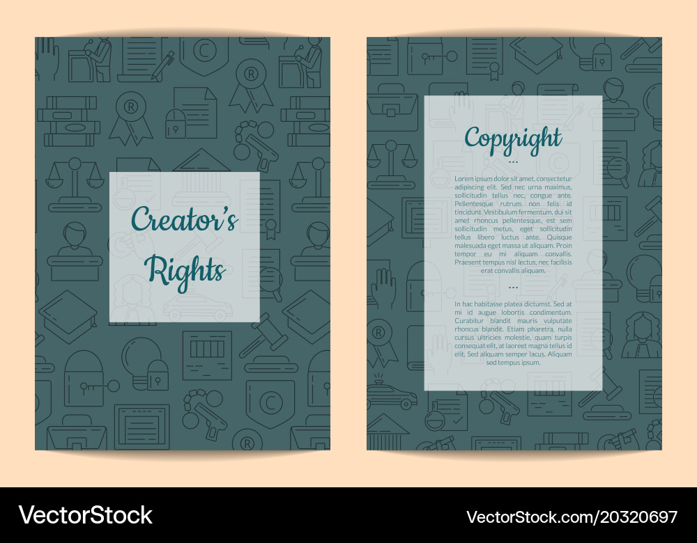 Linear style copyright elements card Royalty Free Vector
