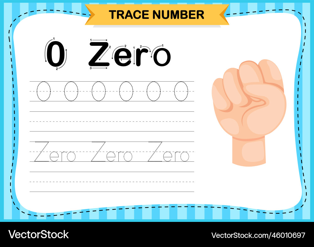 Numbers exercise with cartoon vocabularytrace Vector Image