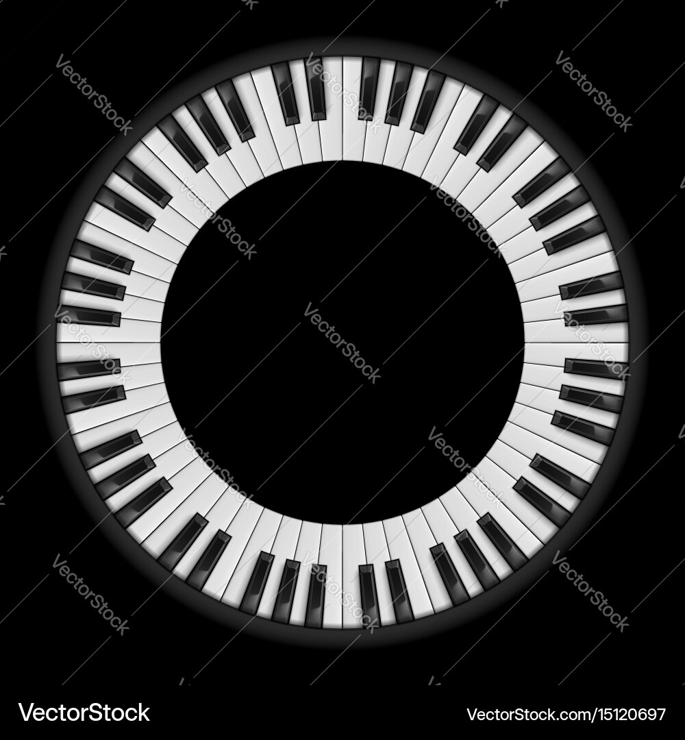 Piano keys circular for creative design on black Vector Image