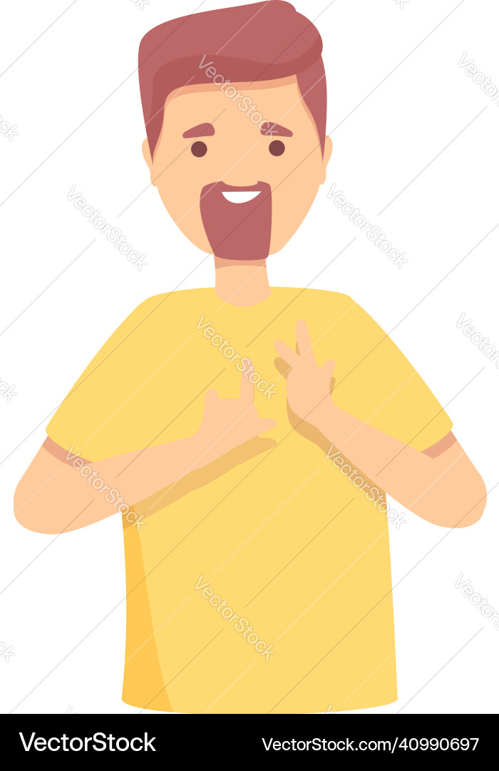Smiling deaf boy icon cartoon ear listen Vector Image