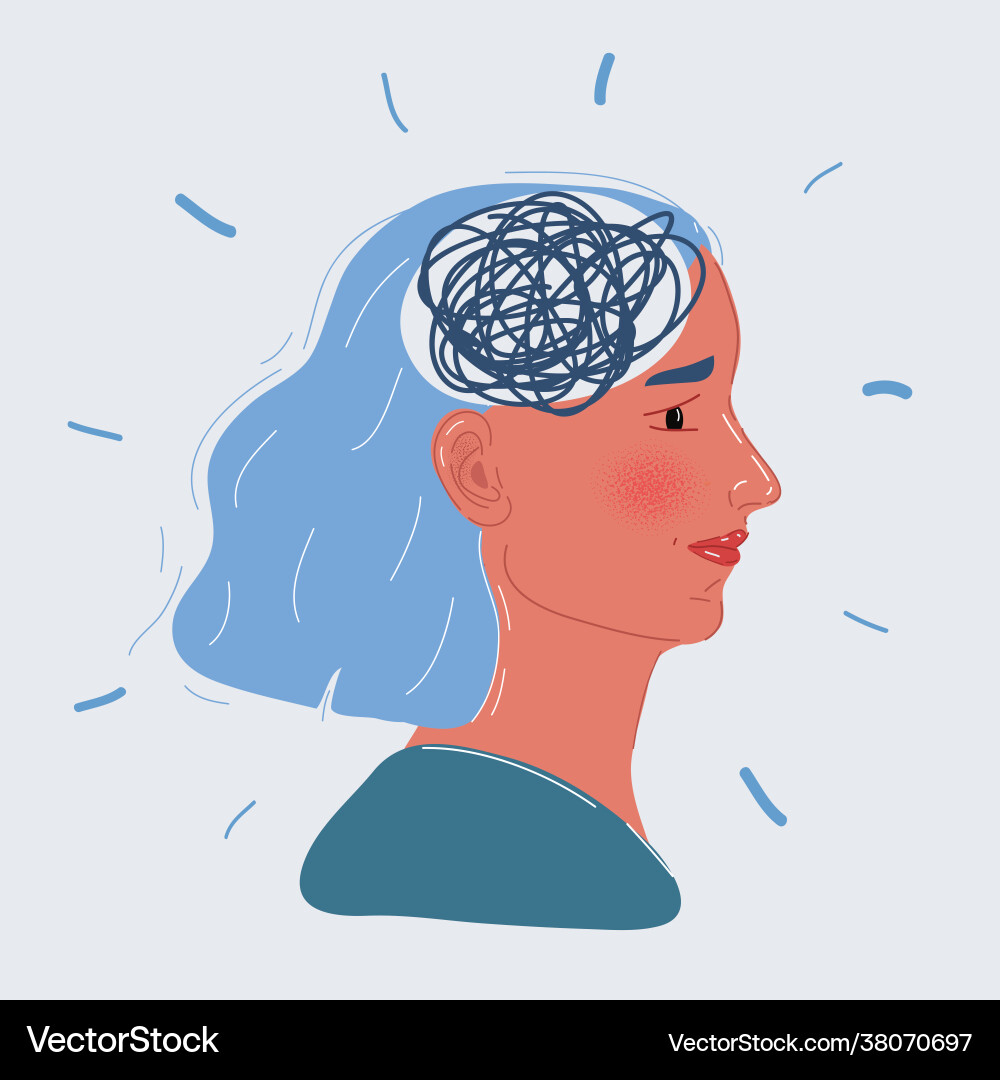 Woman with mess in her mind Royalty Free Vector Image