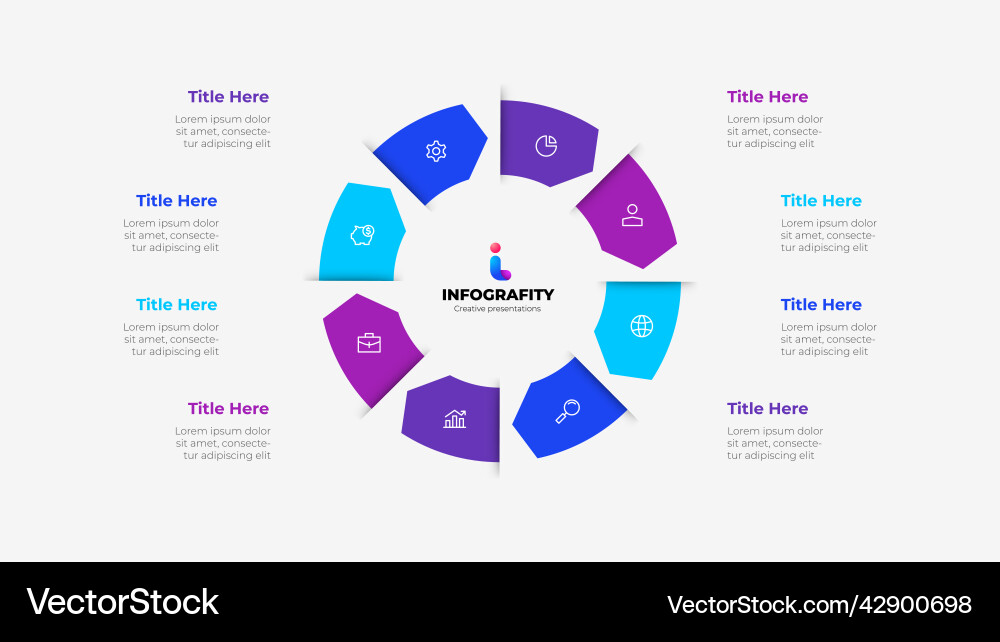 Cycle arrows diagram with 8 options or steps Vector Image