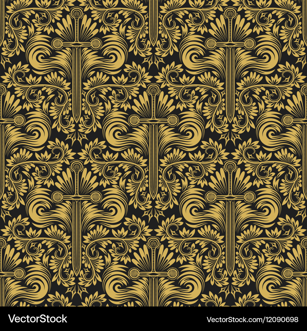 Damask seamless pattern repeating background Vector Image