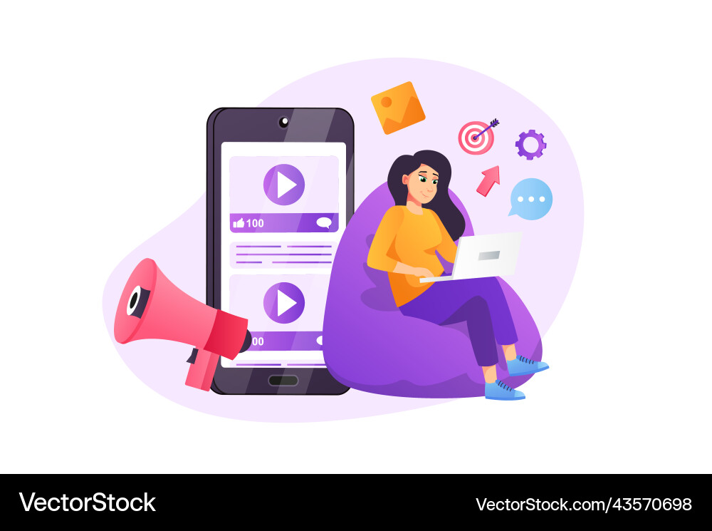 Digital marketing concept in flat style Royalty Free Vector