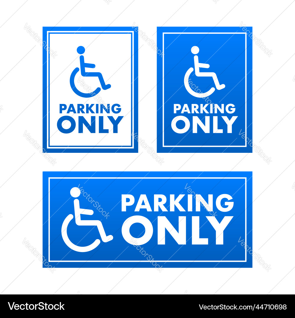 Disabled parking only car sign Royalty Free Vector Image