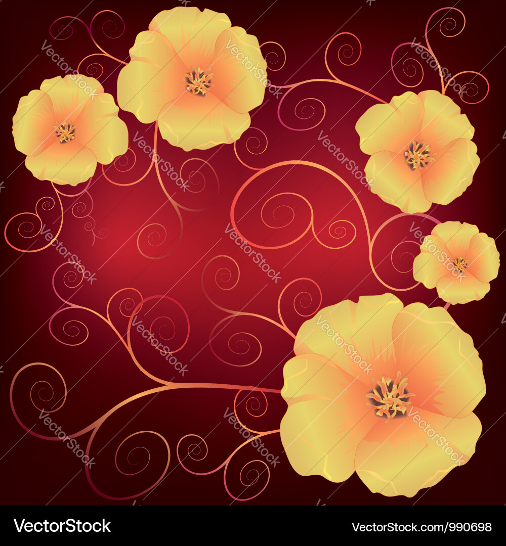 Golden California Poppies Royalty Free Vector Image
