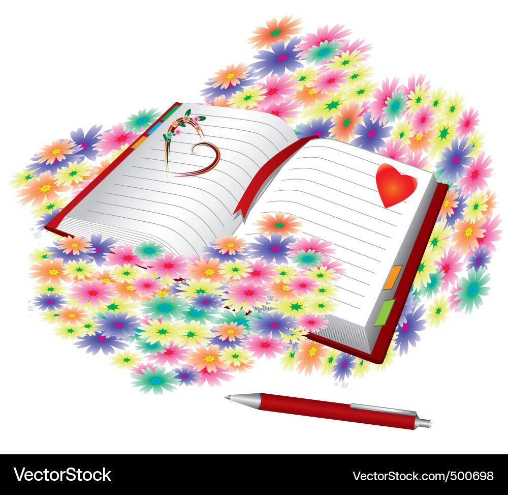 Open book full of flowers Royalty Free Vector Image