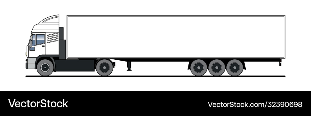 White Empty Truck Trailer Side View Royalty Free Vector