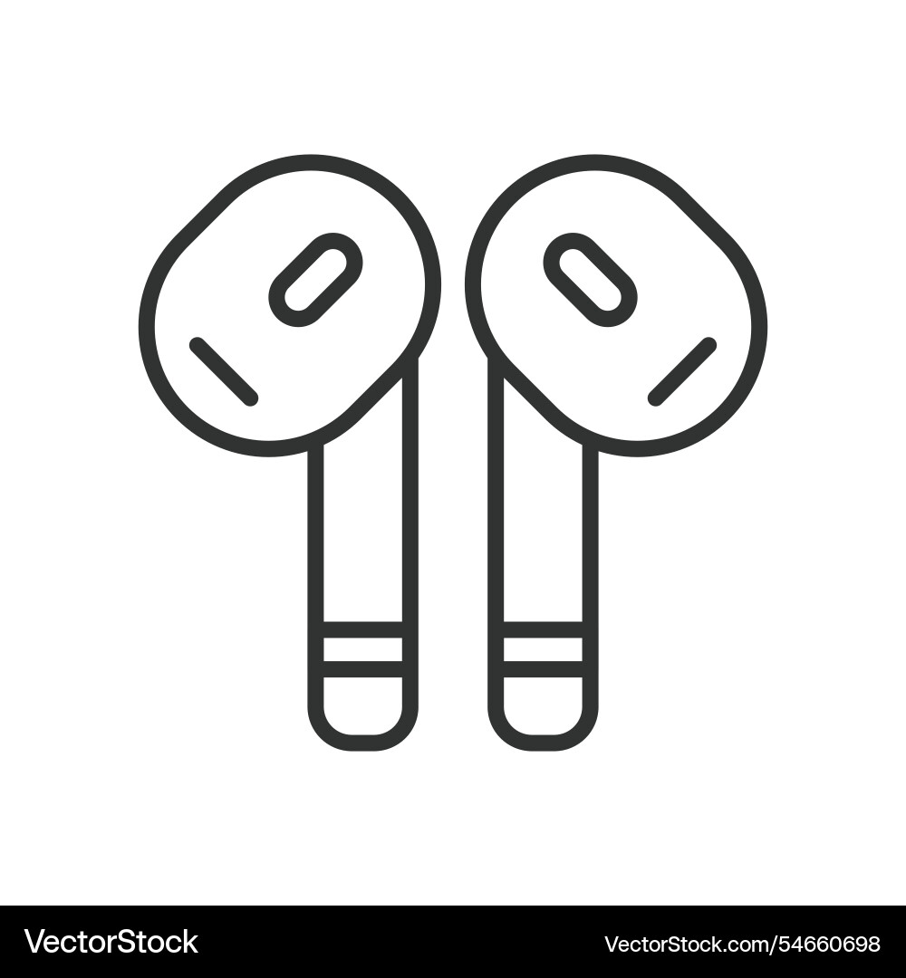 Wireless earbuds icon in line design Royalty Free Vector