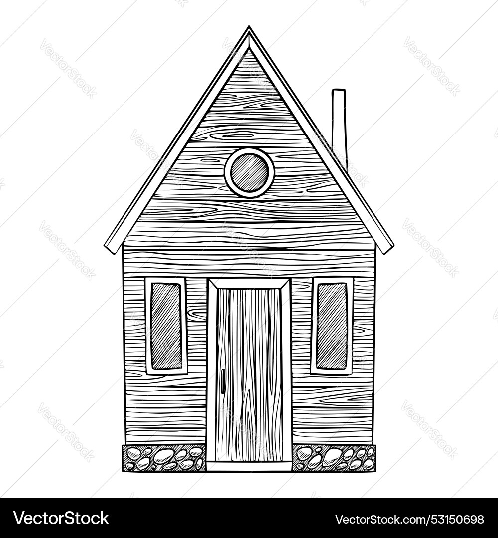 Wooden house drawing Royalty Free Vector Image