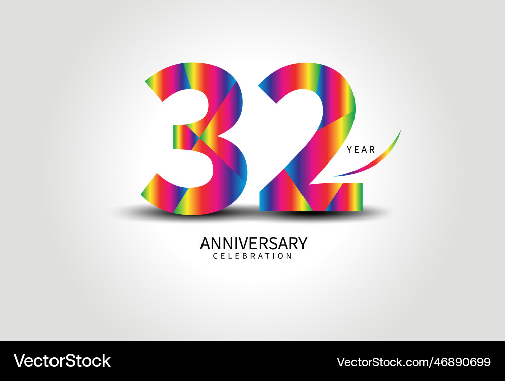 32 year anniversary celebration logo colorful Vector Image