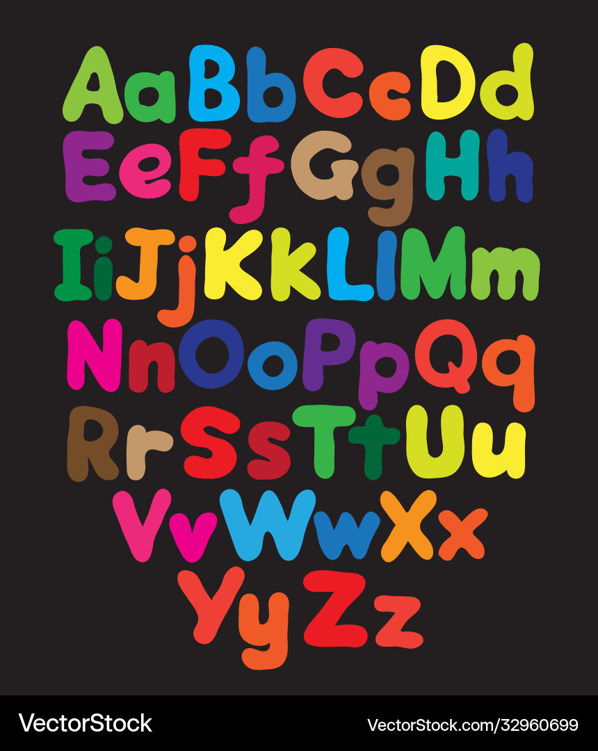 Alphabet bubble colored hand drawing Royalty Free Vector