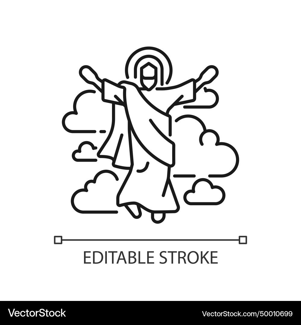 Ascension of jesus linear icon Royalty Free Vector Image