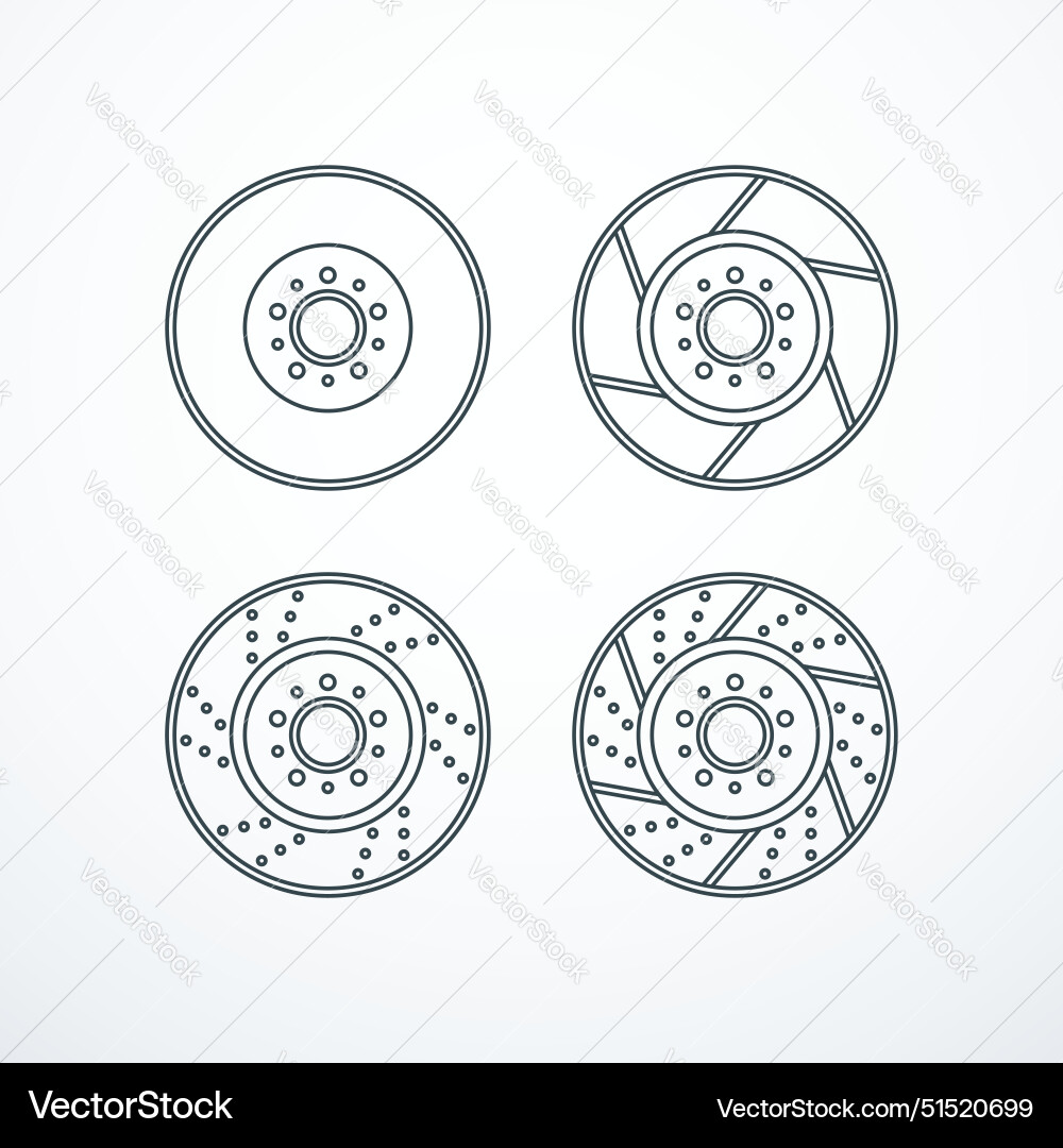 Car brake disc icon set Royalty Free Vector Image