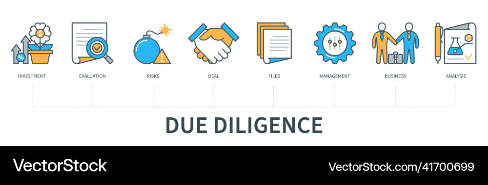 Due diligence concept with icons investment Vector Image