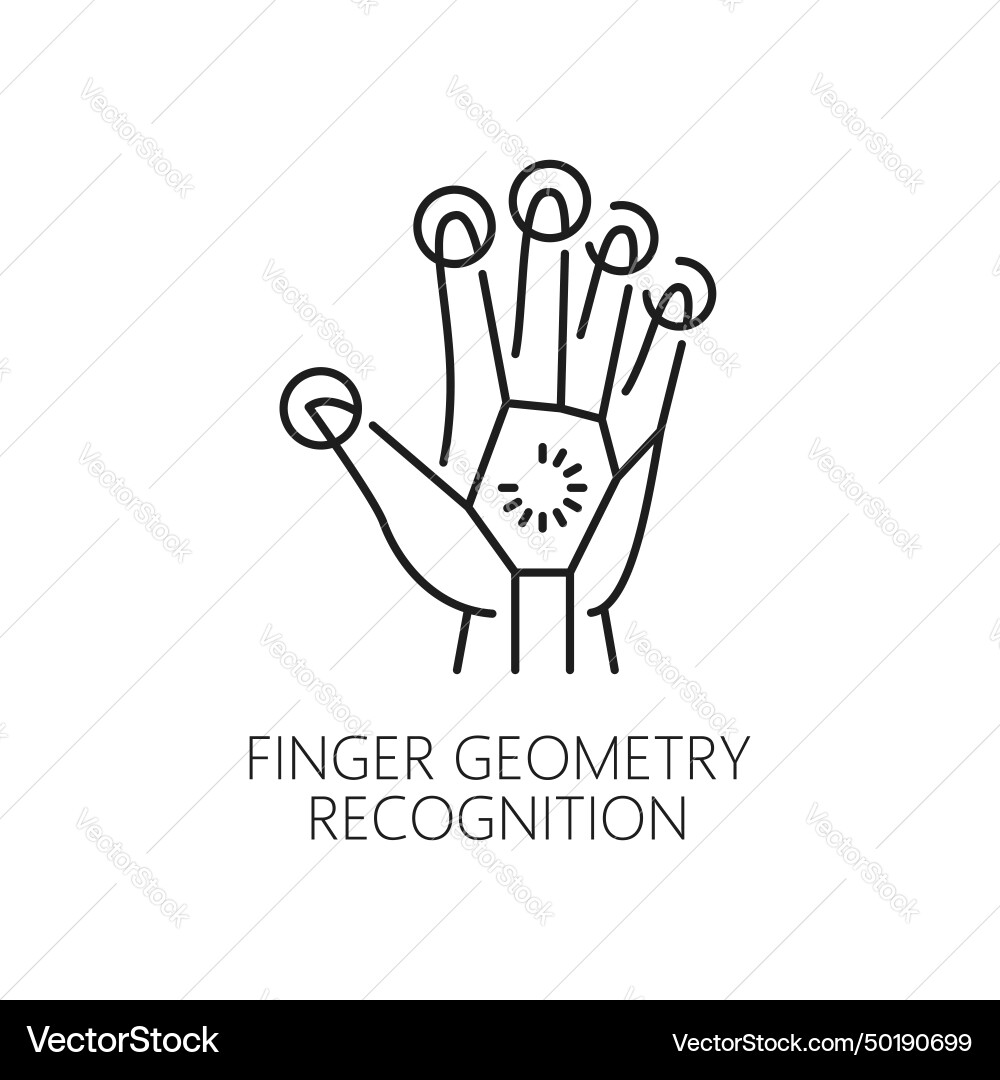 Finger geometry recognition outline icon Vector Image