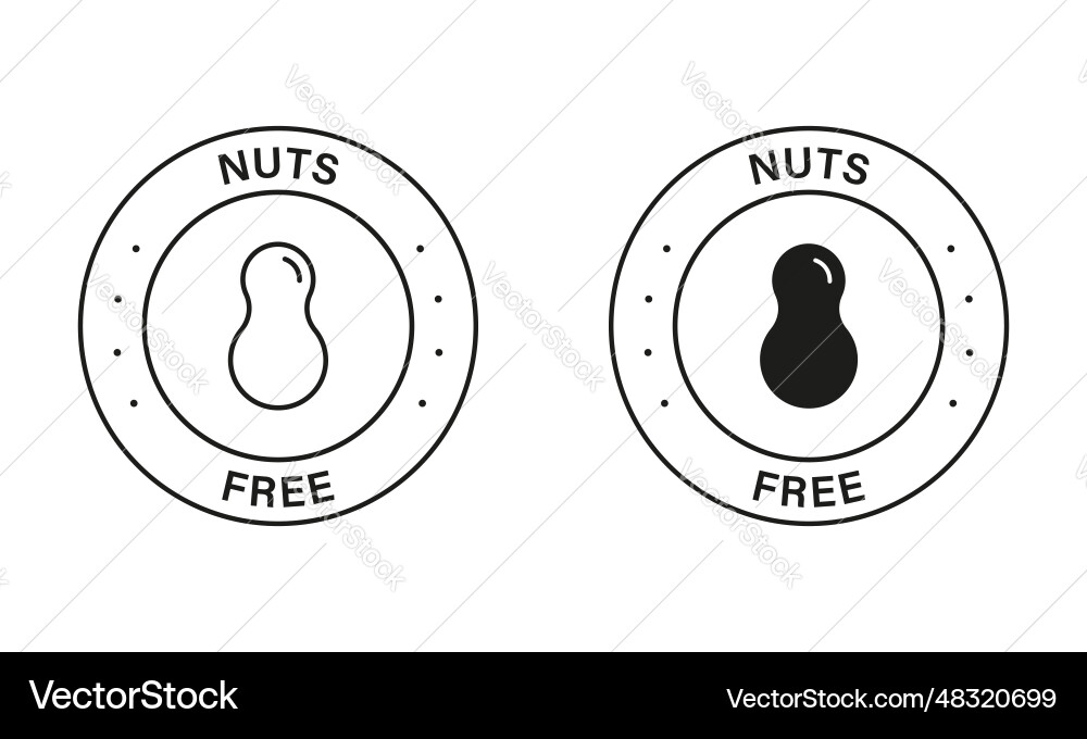 Free nut black stamp set nuts product symbol Vector Image