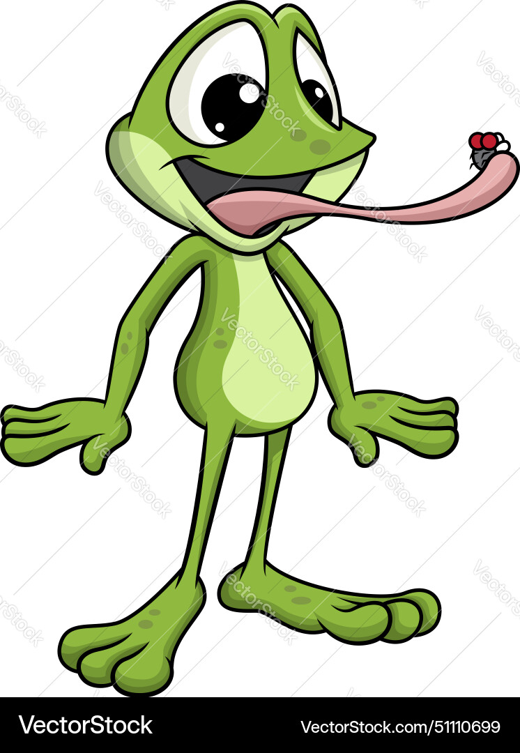 Frog mascot catching fly cartoon clip art Vector Image