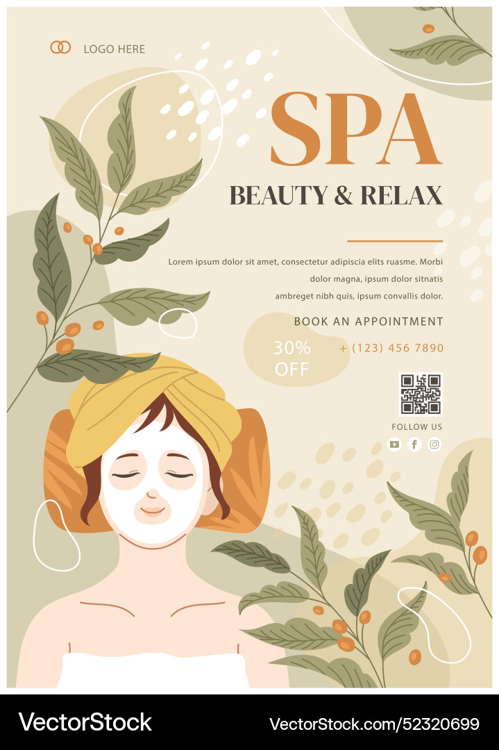 Hand drawn spa poster template Royalty Free Vector Image