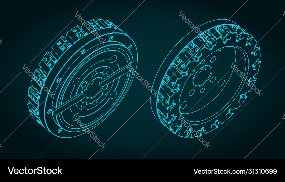 Isometric blueprints of disc mill cutter Vector Image