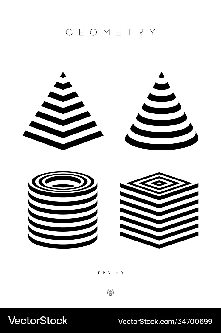 Optical illusion pyramid cylinder stripes Vector Image