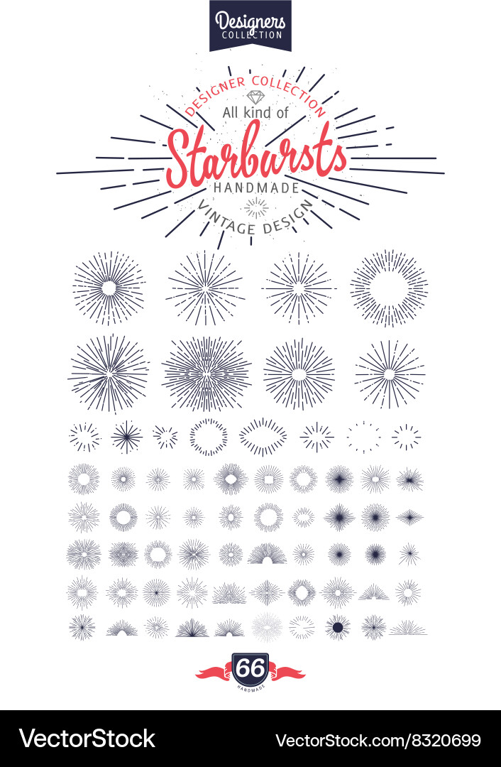 Retro Starburst Burst Elements Royalty Free Vector Image