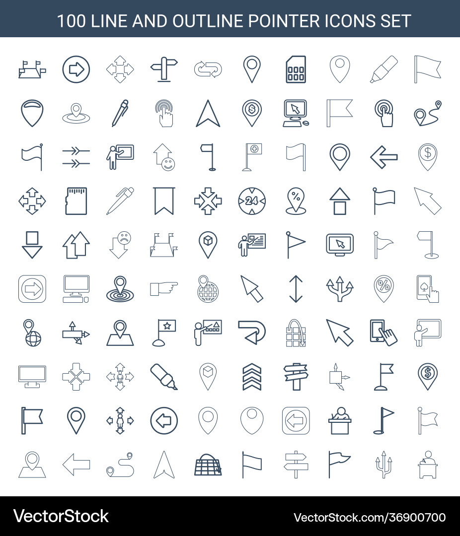 100 pointer icons Royalty Free Vector Image - VectorStock