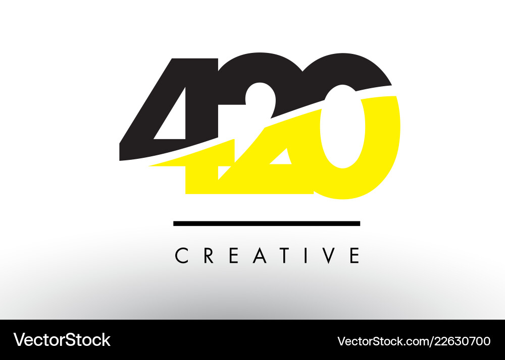 420 black and yellow number logo design Royalty Free Vector