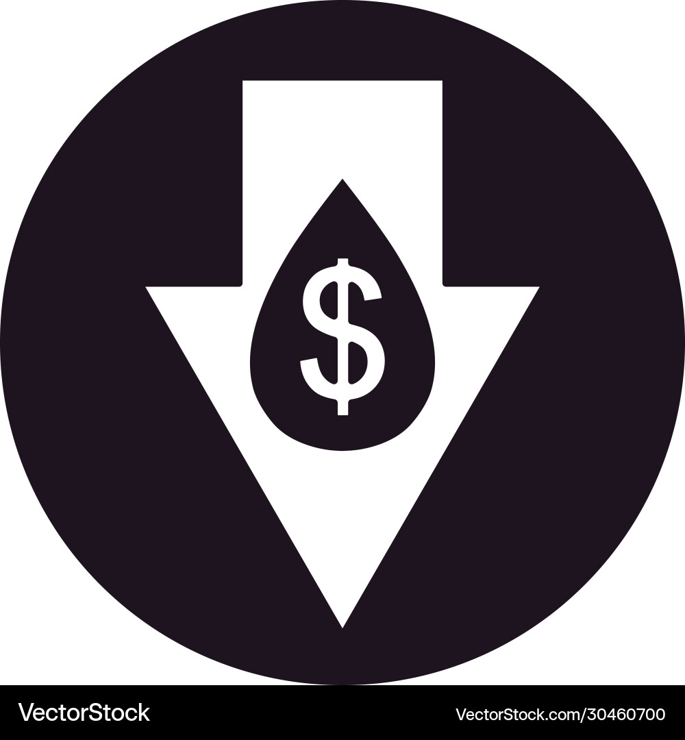 Arrow down with oild drop money symbol icon Vector Image