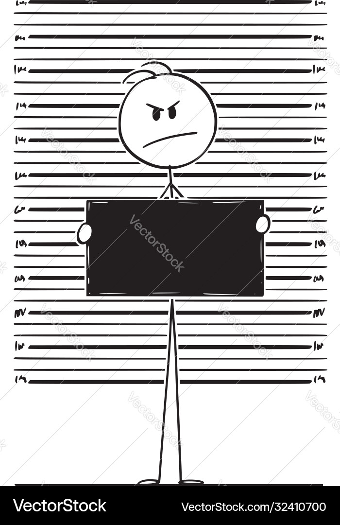 Cartoon Mugshot - Arrested Criminal Royalty Free Vector