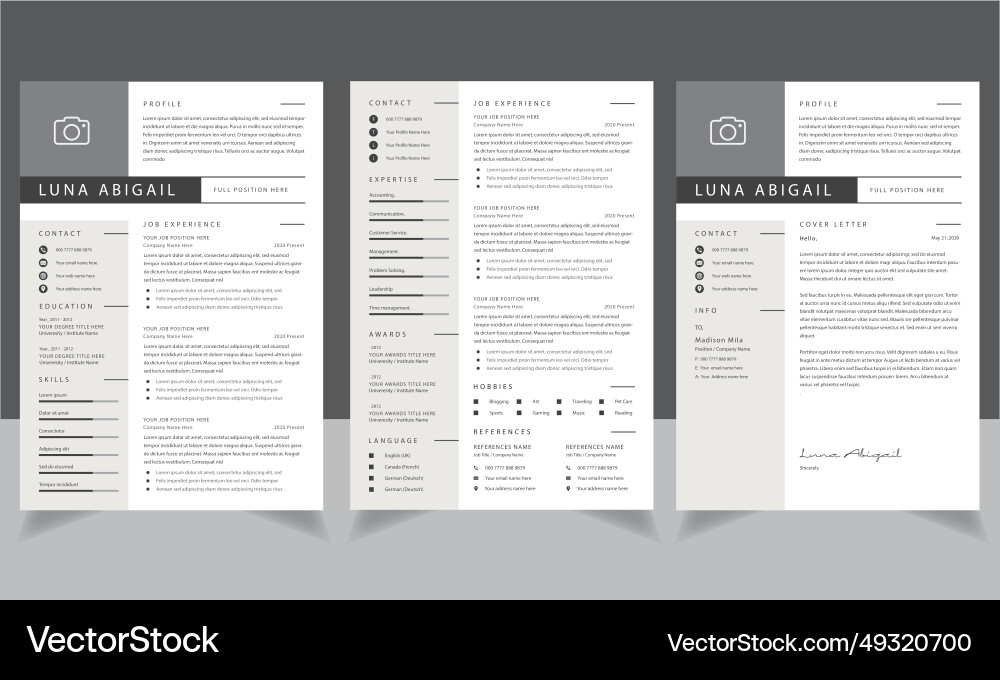Cv resume design layout and cover letter Vector Image