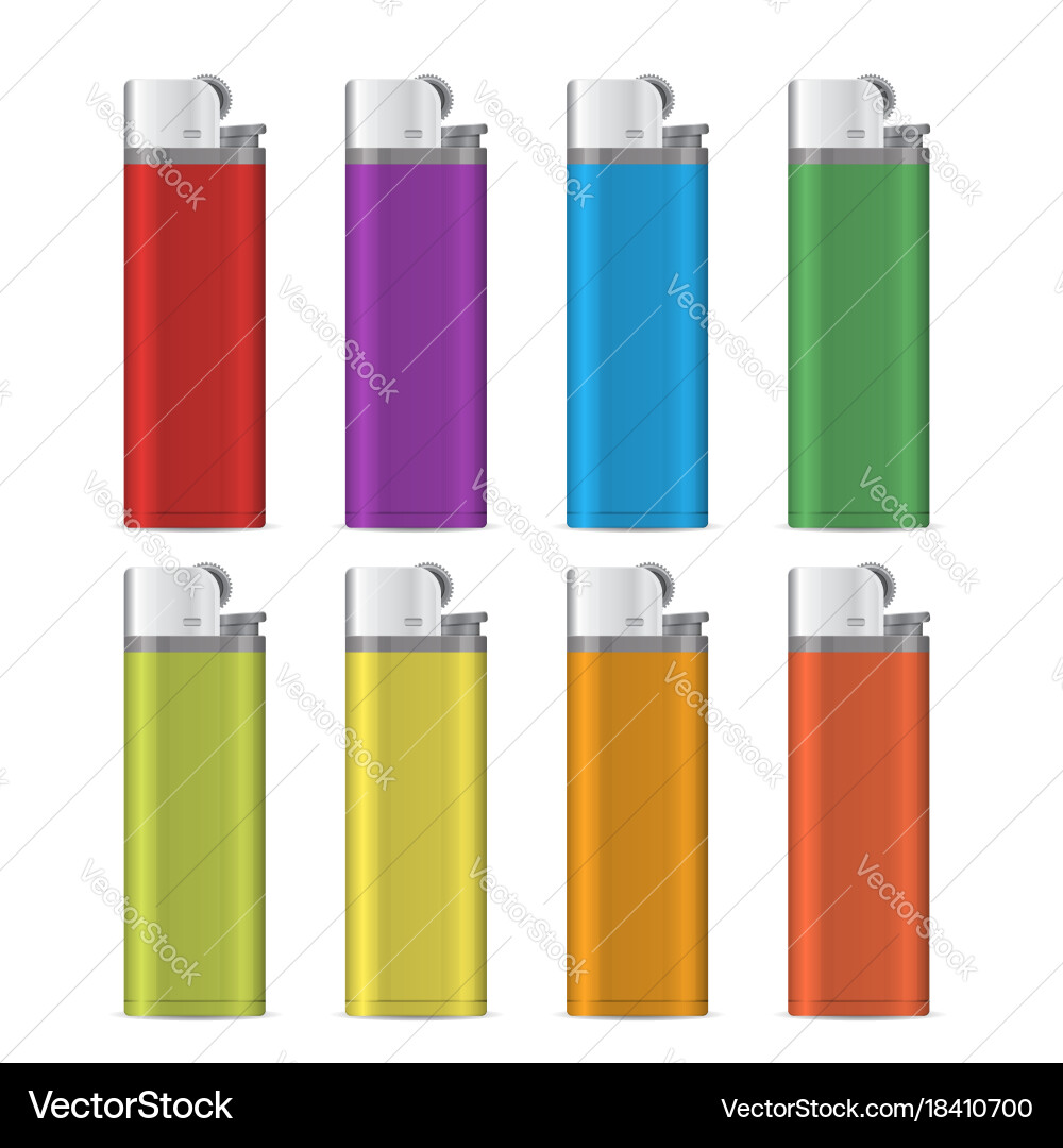 Gas lighter empty mock up set Royalty Free Vector Image