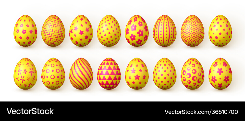 Happy easter color eggs on white background Vector Image
