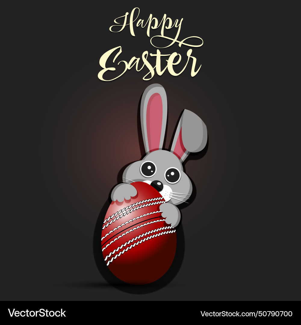 Happy easter rabbit with egg shaped cricket ball Vector Image