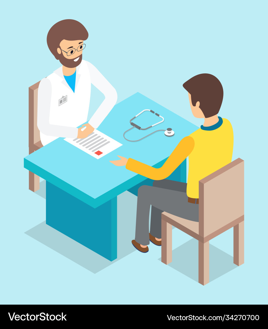 Man patient consulting with doctor sitting Vector Image Man patient consulting with doctor sitting Vector Image