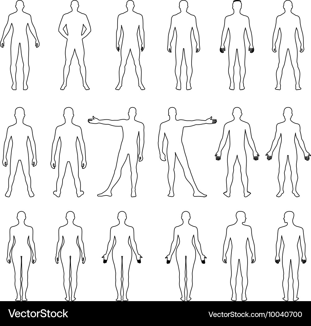 Mensch umrissene Silhouette Lizenzfreies Vektorbild