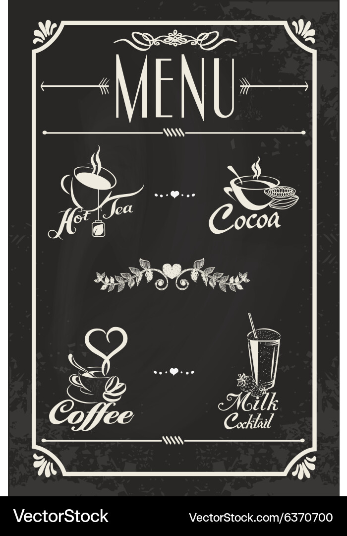 Restaurant drink menu design with chalkboard Vector Image