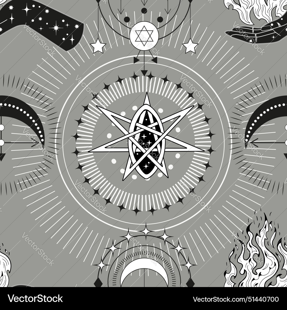 Seamless pattern with hands of fortune teller Vector Image
