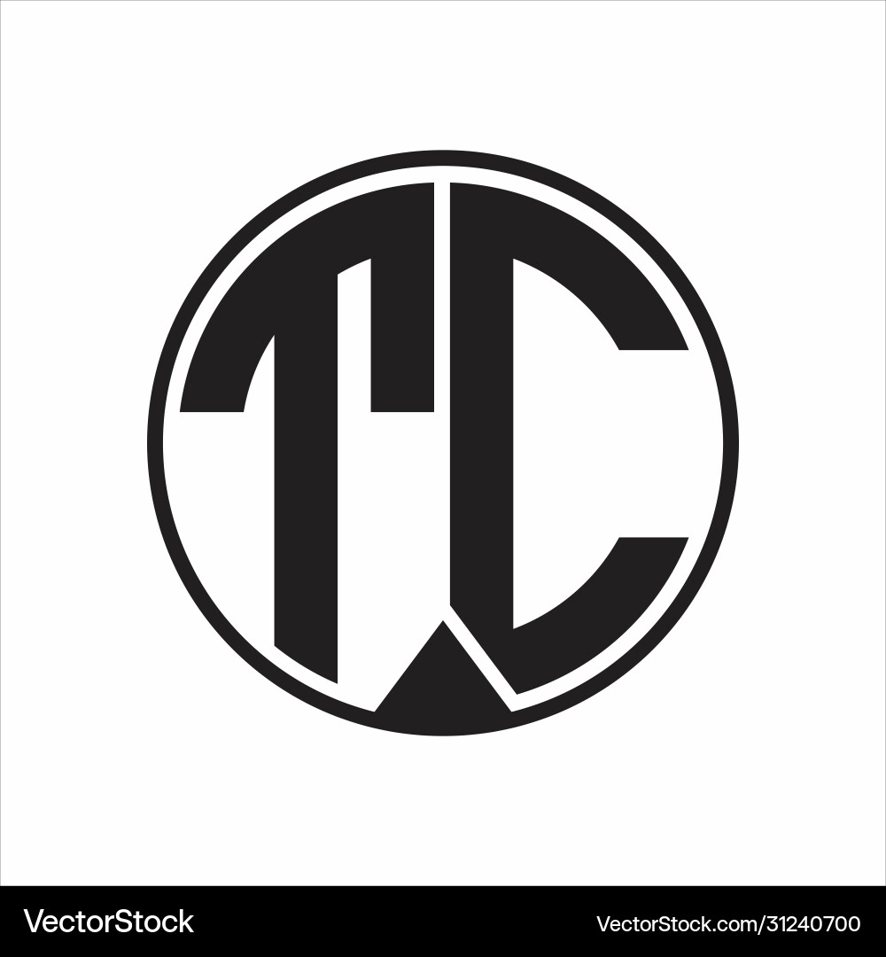 Tc logo monogram circle with piece ribbon style Vector Image